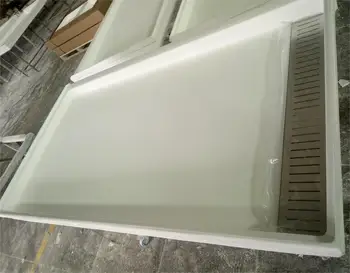 Cultured Marble Trench Drain Textured Non-slip Shower Pan Cast Marble ...