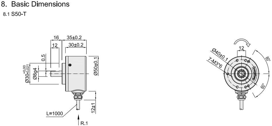 Npn Open Collector S50 24v Dc Motor Incremental Rotary Encoder 1024 ...