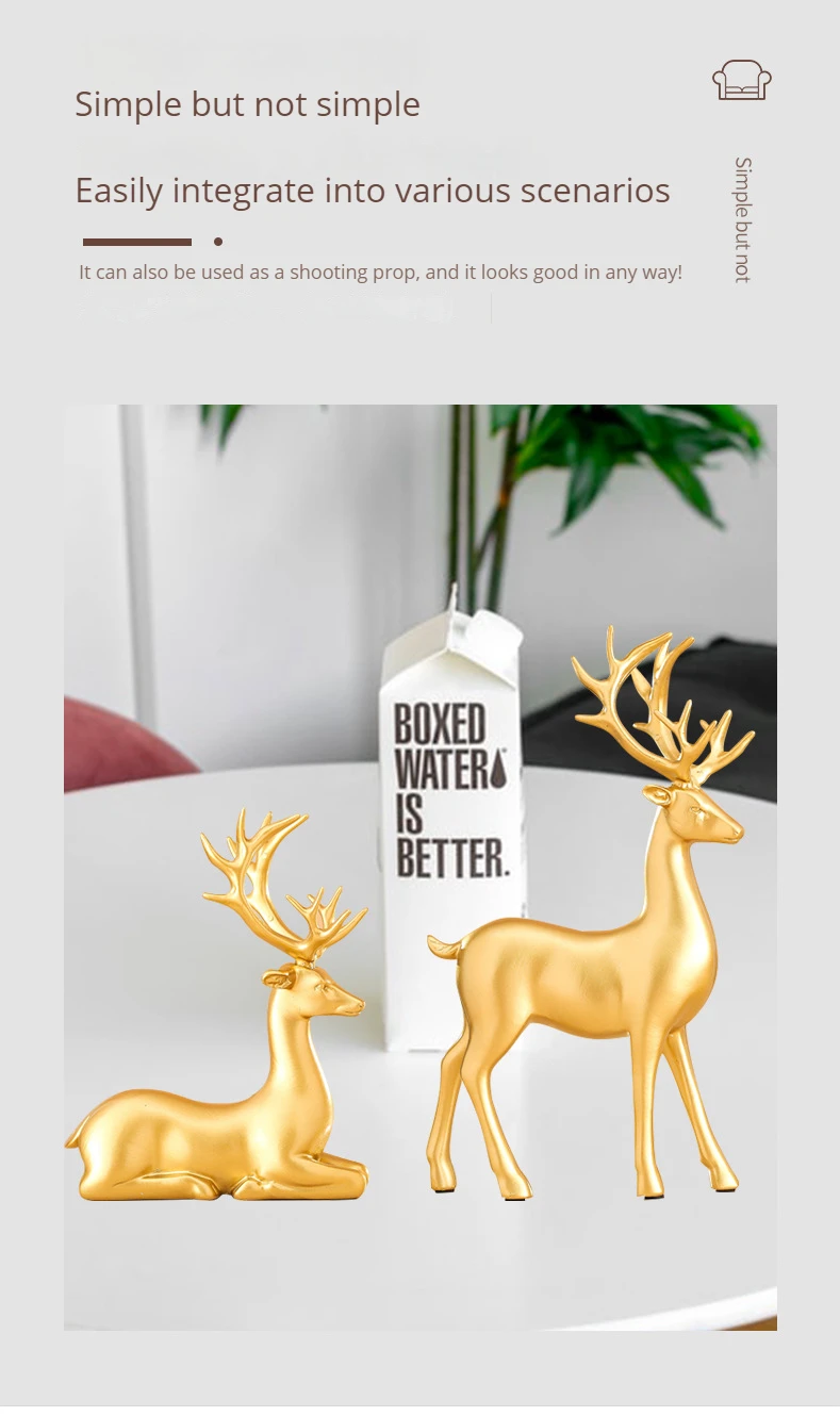 Luxury Gold-plated Deer Resin Decorations Decorative Objects Animal ...