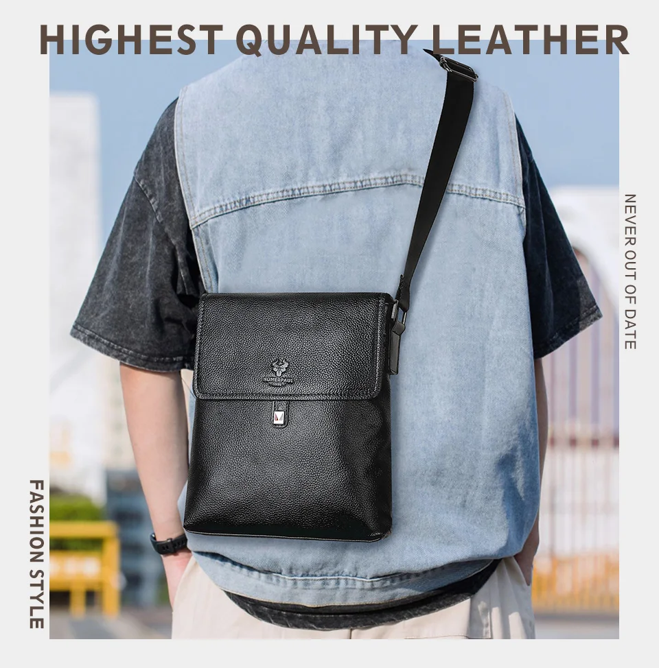 HUMERPAUL Genuine Leather Shoulder Bag for Men Vintage Messenger Sling ...