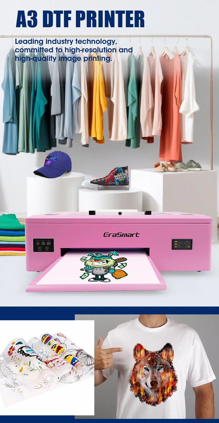 Erasmart Customize 1390 XP600 Pink DTF Printer for T-shirts
