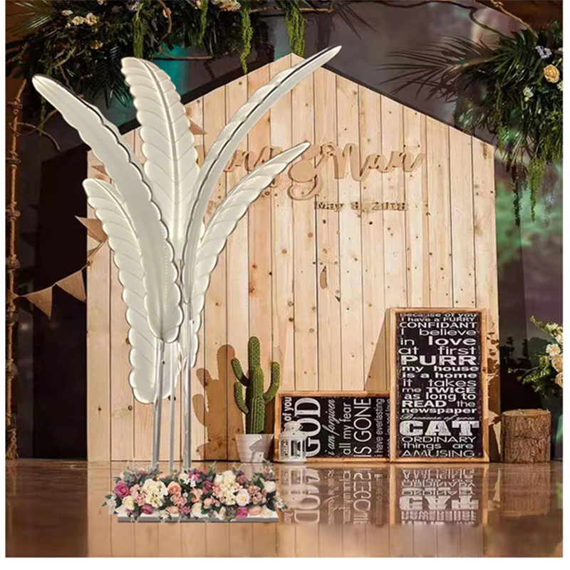 Joyflower Banana Tree Wedding Large Stage Decoration Props White Iron ...