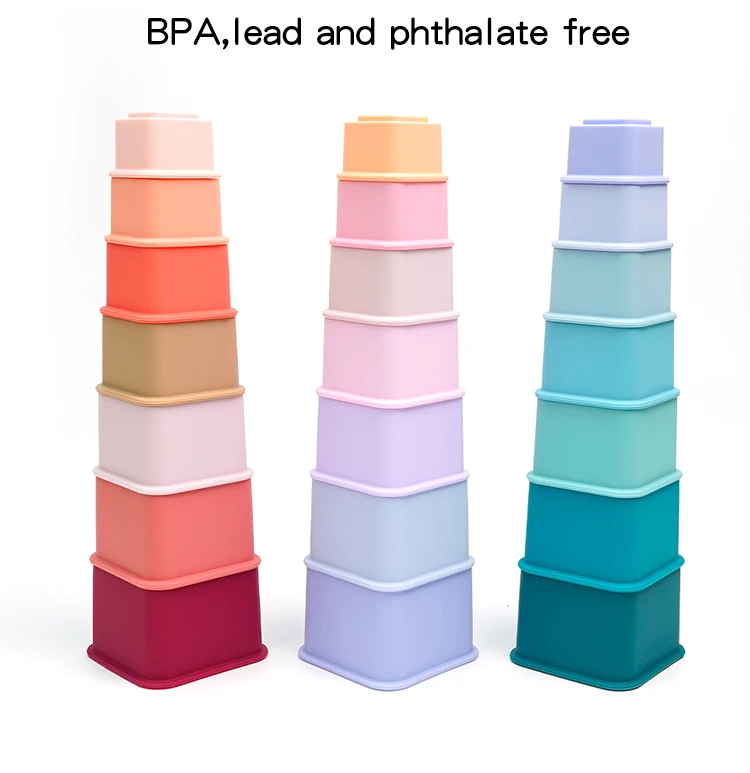 Wholesale Children Educational Stacker Toy 100% Food Grade Silicone ...