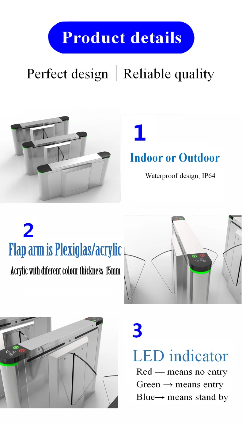 Barcode QR CODE Card Reader Access Control System Pedestrian Flap ...