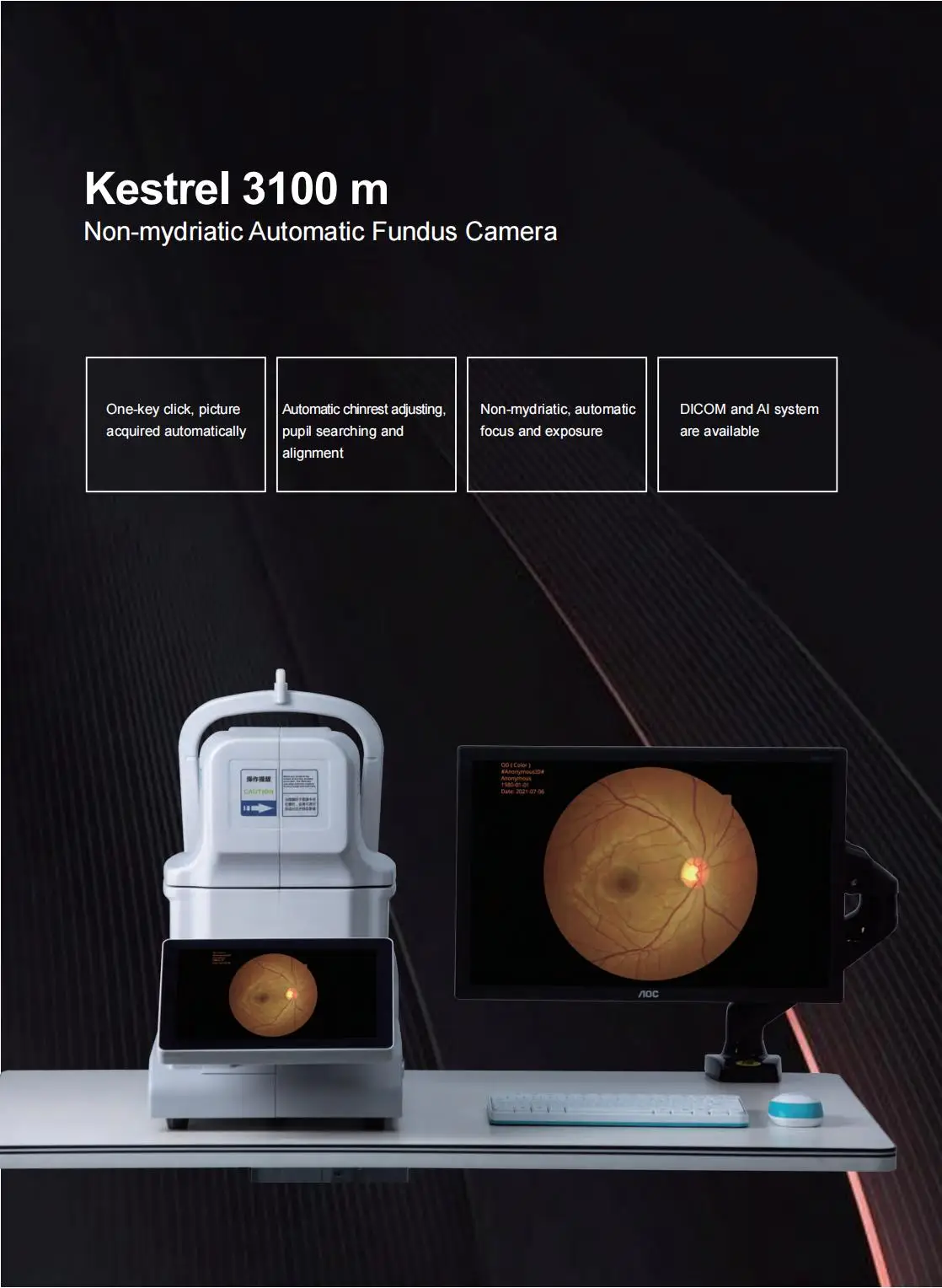 KESTREL 3100M Non-Mydriatic Eye Fundus Camera - Digital Optics Instrument