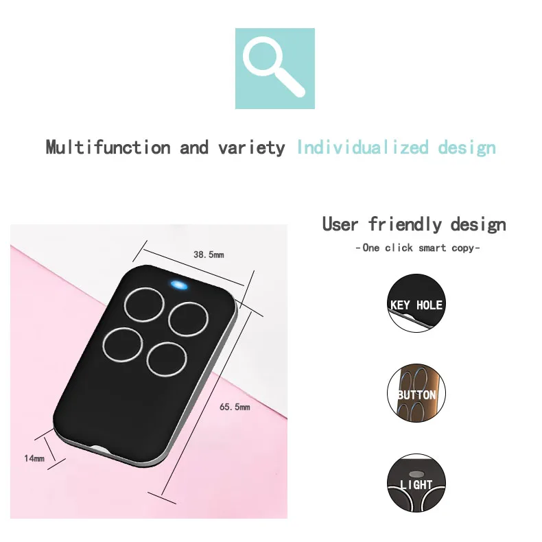 Universal Remote Control Duplicator for Fixed & Rolling Codes, 280-868MHz, IP56 Waterproof, 4 ...