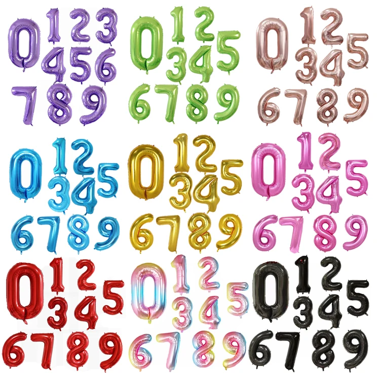 16/32/40inch Foil Number Birthday Helium Party Wedding Balloons Wall ...