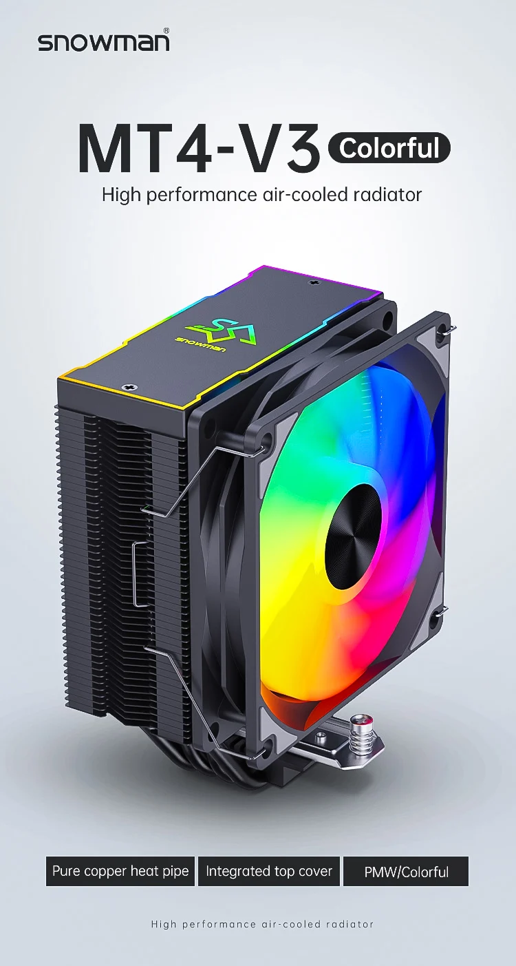 Snowman Cpu Cooler with 4 Heat Pipes - RGB Fans & Efficiency