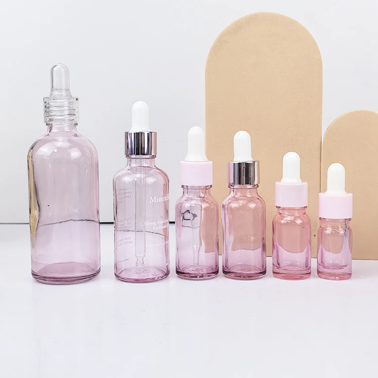 Round Oil Pink Serum Glass Dropper Bottle 30ml 100ml Eye Rose Gold ...