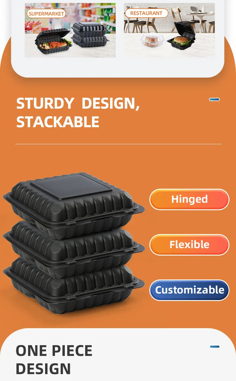 Mfpp Mineral Filled Plastic Fast Meal Disposable Lunch Box