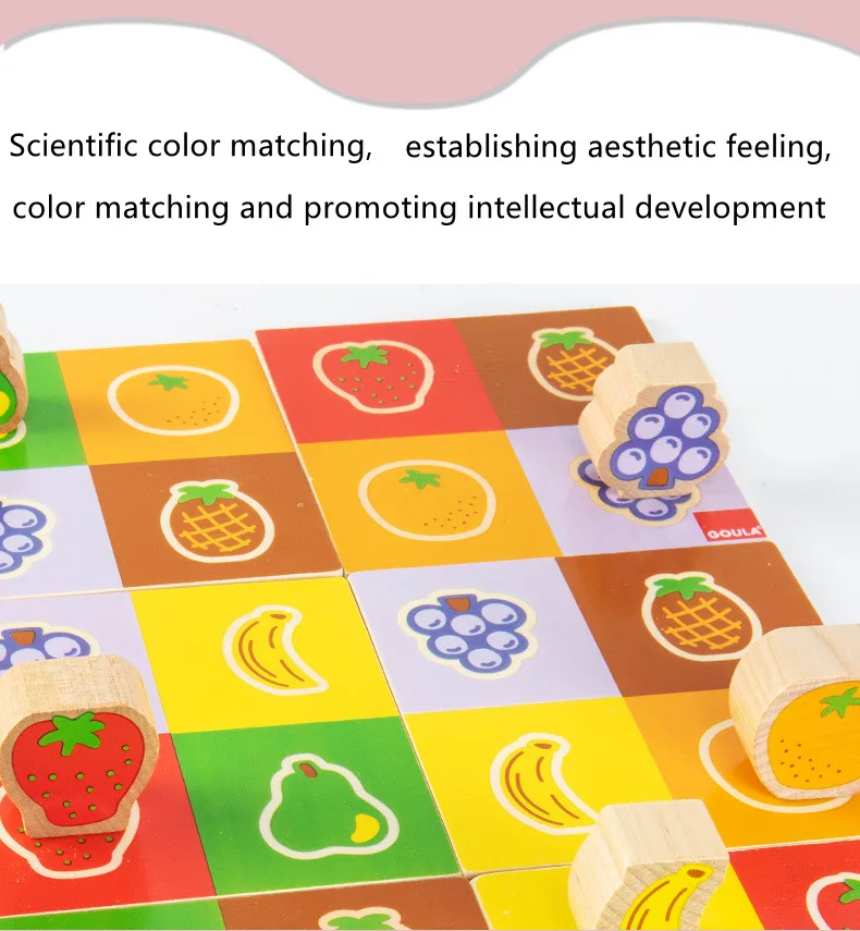 Wooden Fruit Blocks Stacked High Toys Children Early Education Puzzle ...