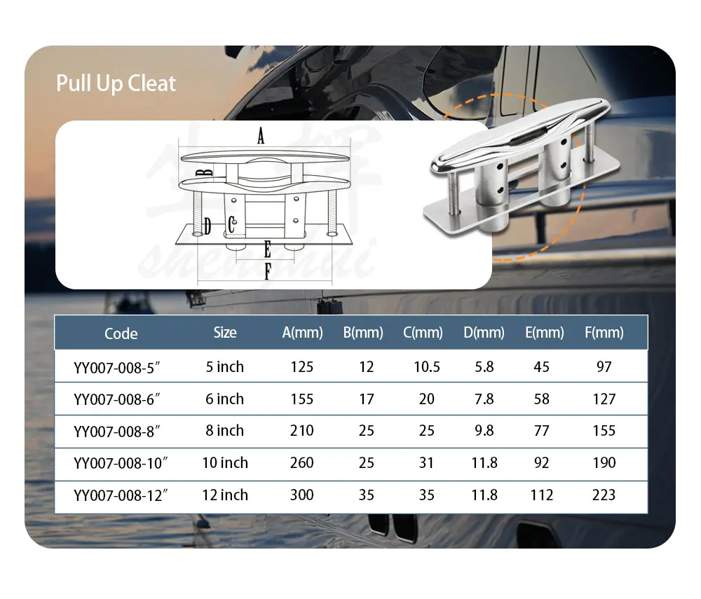 Pull Up Boat Cleats 6 Inch Pop Up Cleat Stainless Steel 316 Pop Up Deck ...