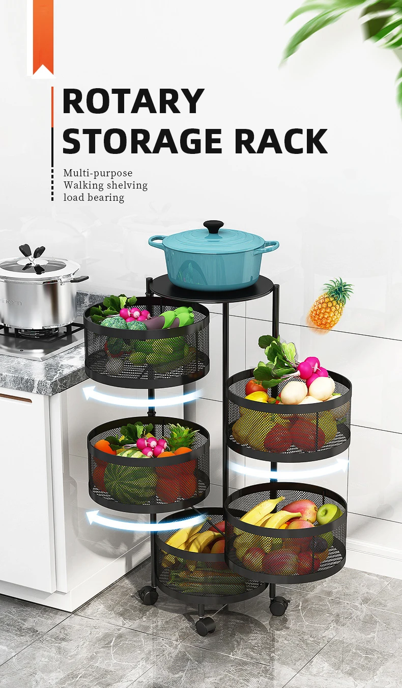 5 Tier Kitchen Rotating Shelf - Efficient Storage Solution