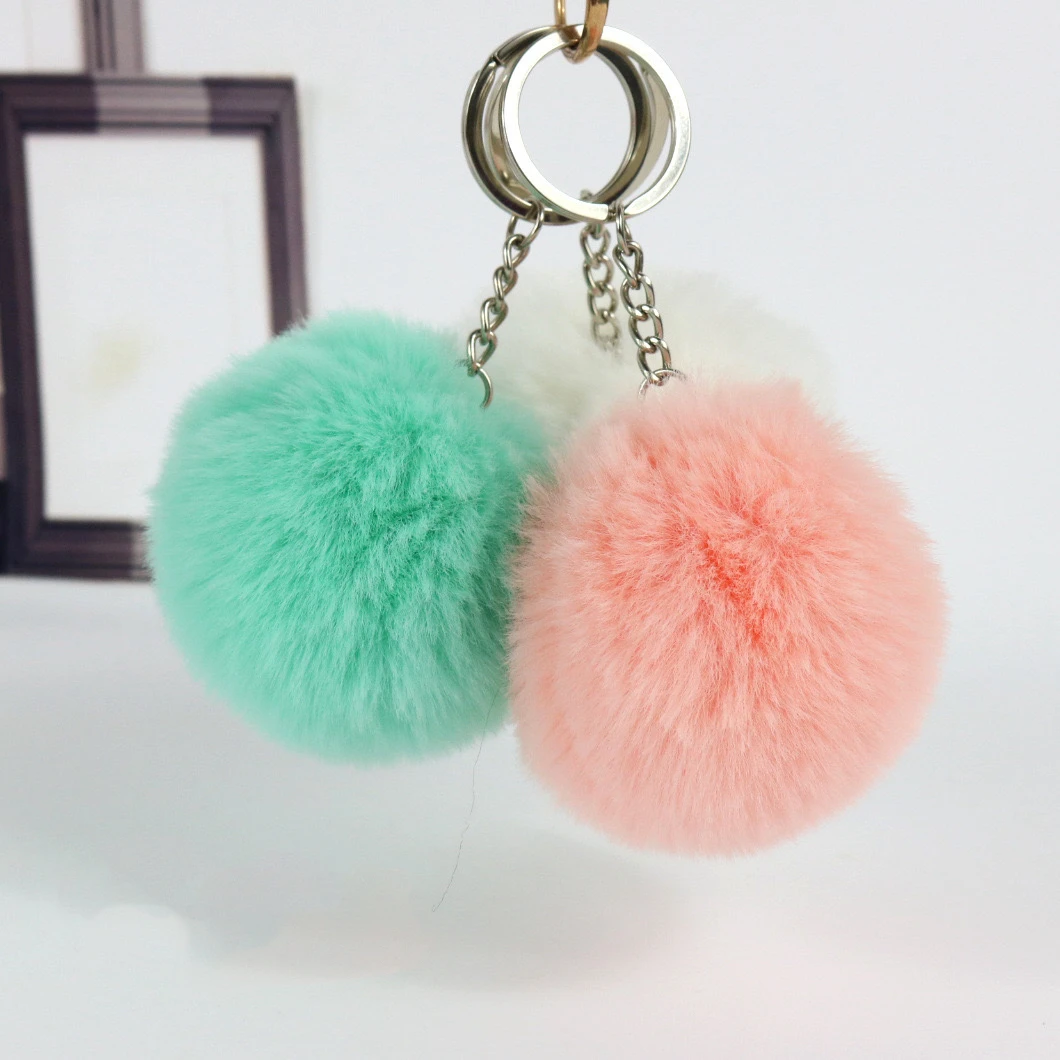 Mini Soft Cotton Ball Puff Ball Keychain Cute Faux Fur Pompom KeyChains ...