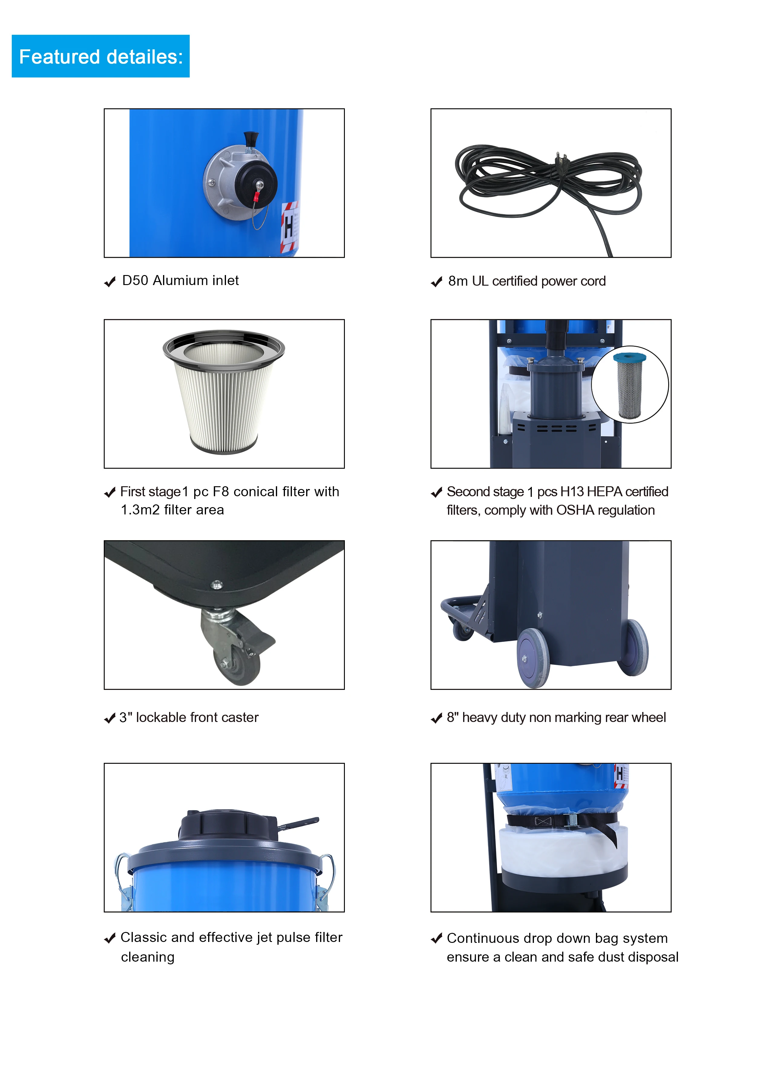 Professional HEPA Industrial Vacuum Cleaner - 230V Dust Extractor for ...