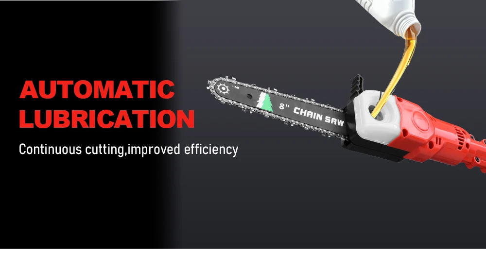 8 Inch Cordless Electric Pole Chainsaw Telescopic Long Handle Saw with ...