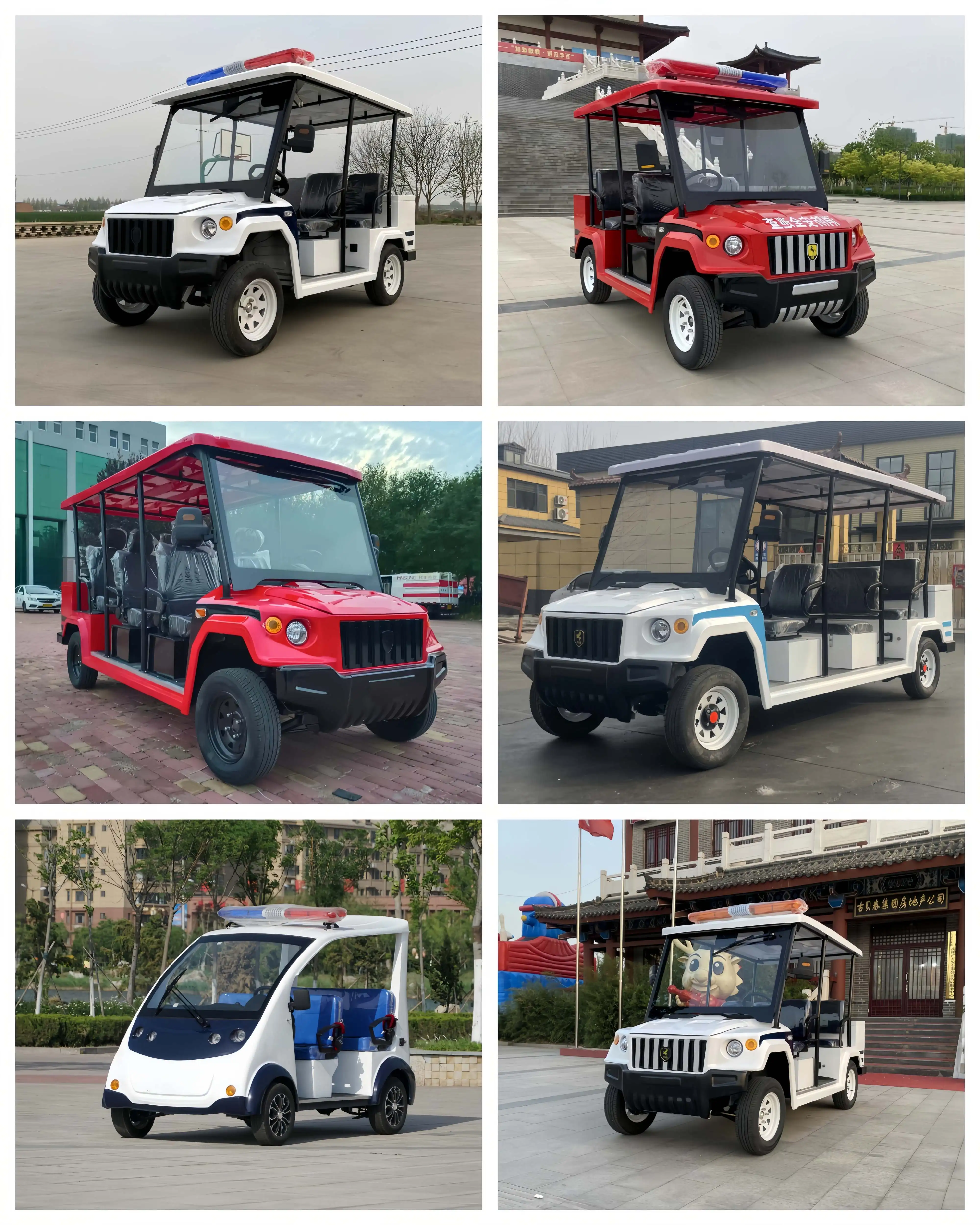 Closed 5-Seater Electric Patrol Golf Cart with Security Features for ...