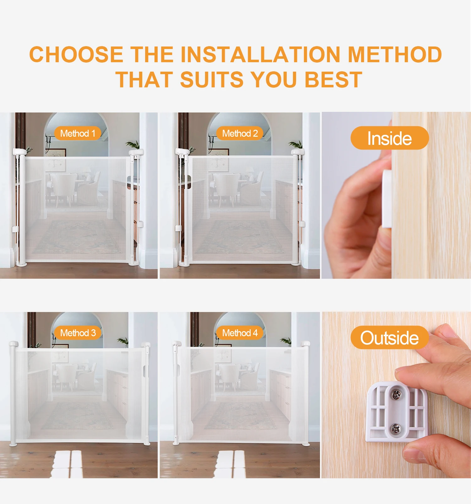 Portable Folding Safety Barrier Stair Retractable Baby Extra Tall Pet ...