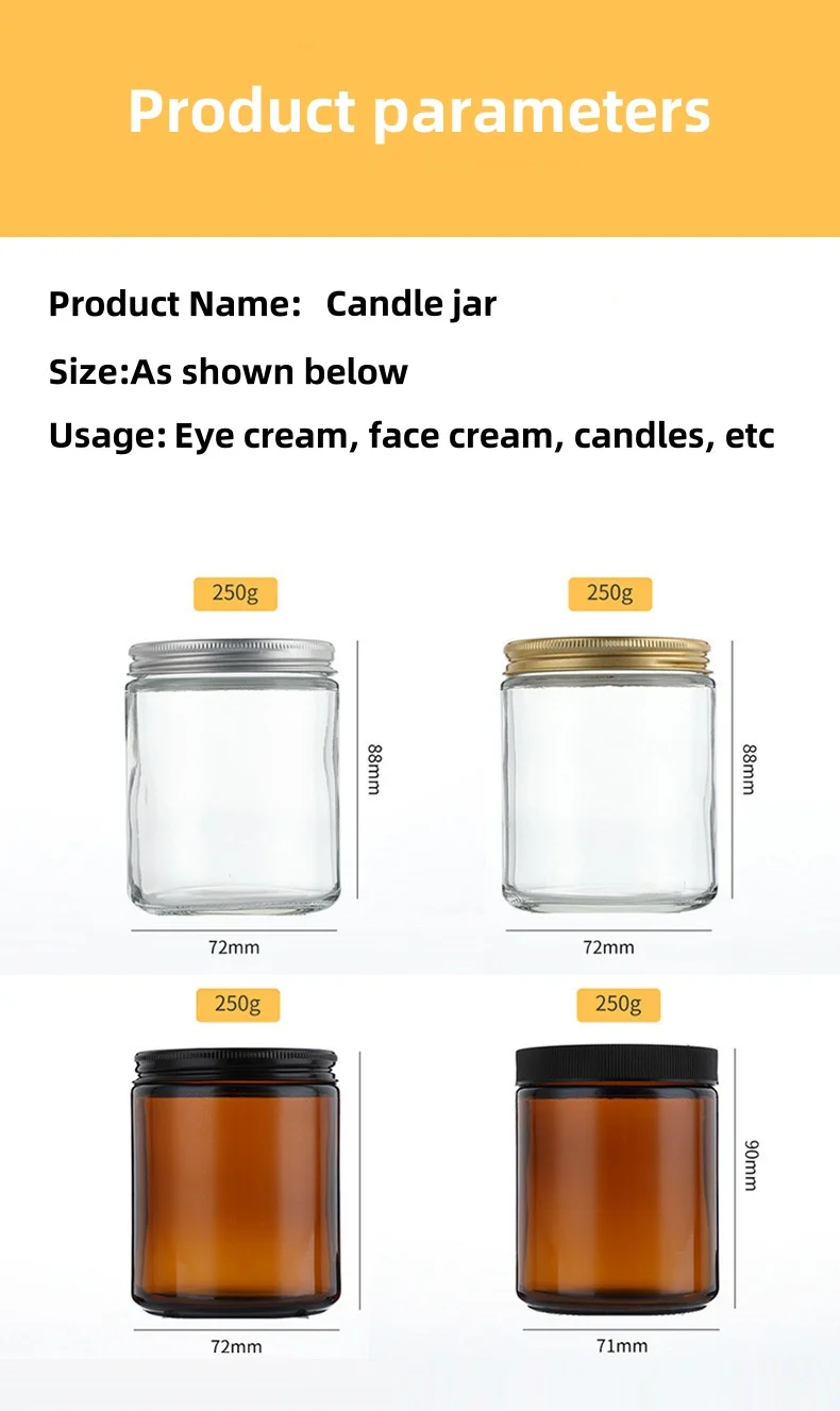 Brown Transparent Glass Candle Jar Manufactured Customized Logo Gold ...