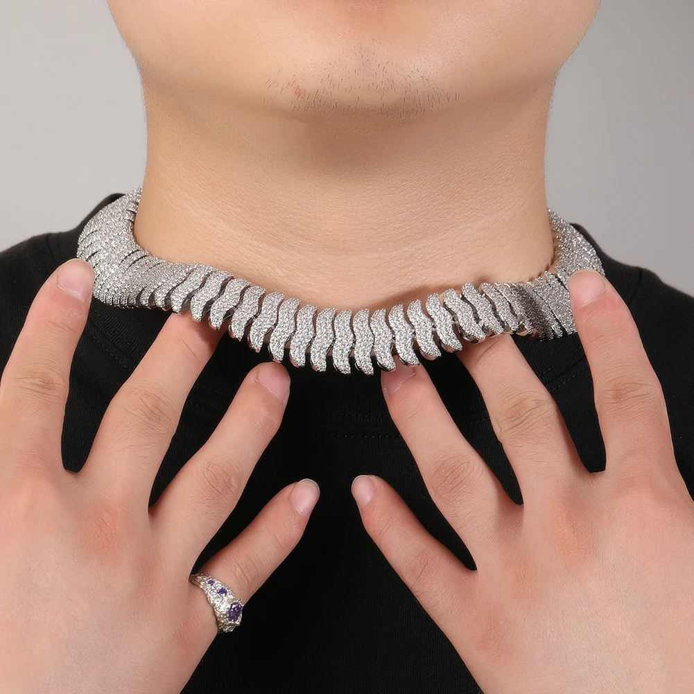 20mm Wide Centipede Cuban Chain Necklace - Iced Out CZ Brass Jewelry