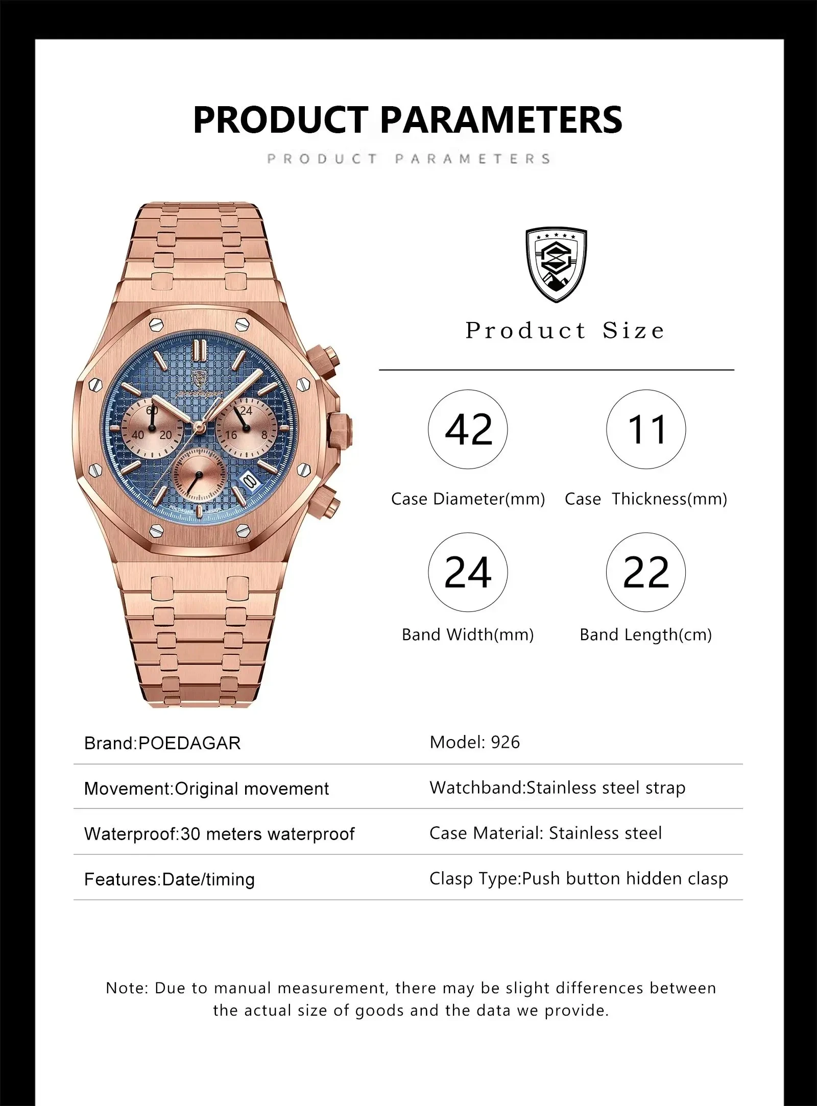 2024 POEDAGAR 926 Watch - Stylish & Durable Men's Timepiece