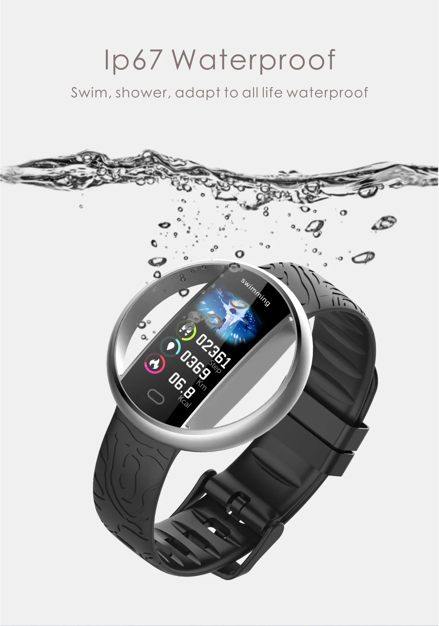 Android Smartwatch Ve99 Hand Watch 0.96 Inch Color Screen 100 Mah Ip67 ...