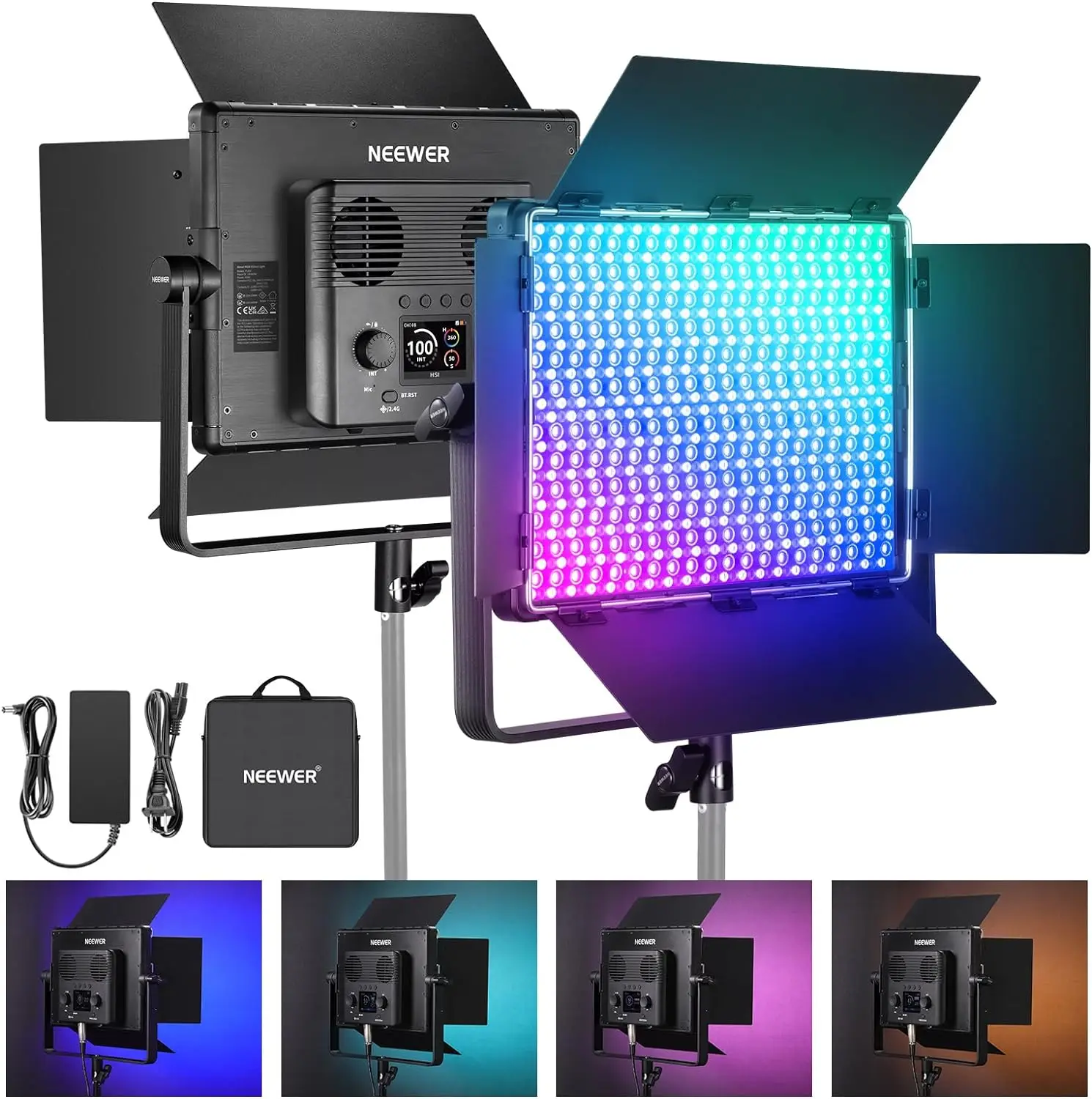 NEEWER PL60C RGB LED Panel Video Light APP/2.4G/DMX Control, 60W ...