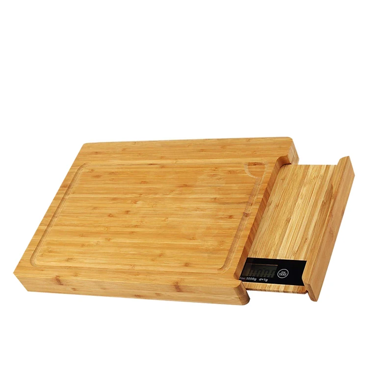 Digital Kitchen Scale Bamboo Cutting Board with Storage, Eco-Friendly ...