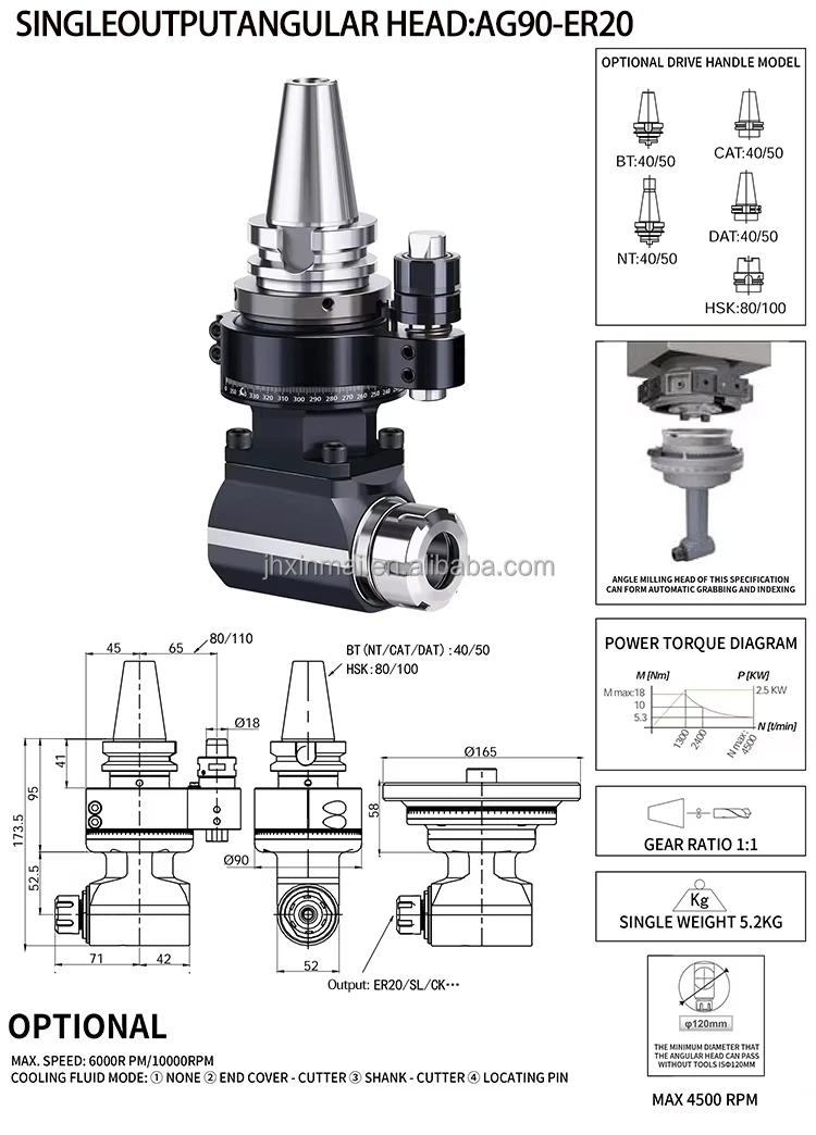 90 Degree Universal Angle Head for CNC Machine Centers