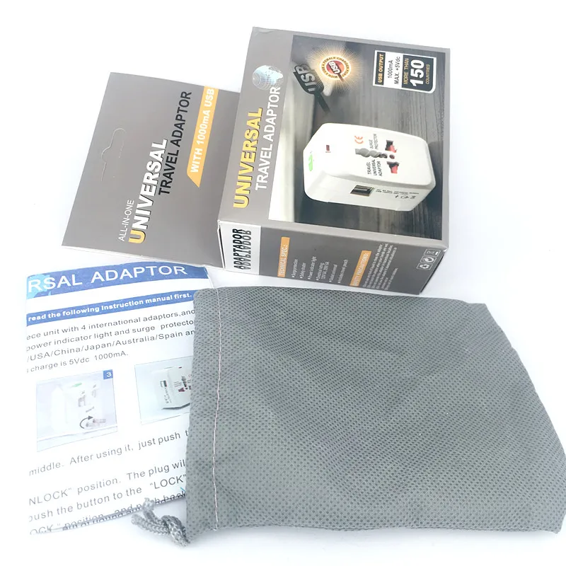 All In One Universal International Plug Adapter 2 Usb Port World Travel ...