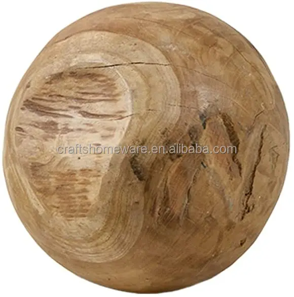 Custom Rustic Wood Living Natural Teak Wood Orb Decorative