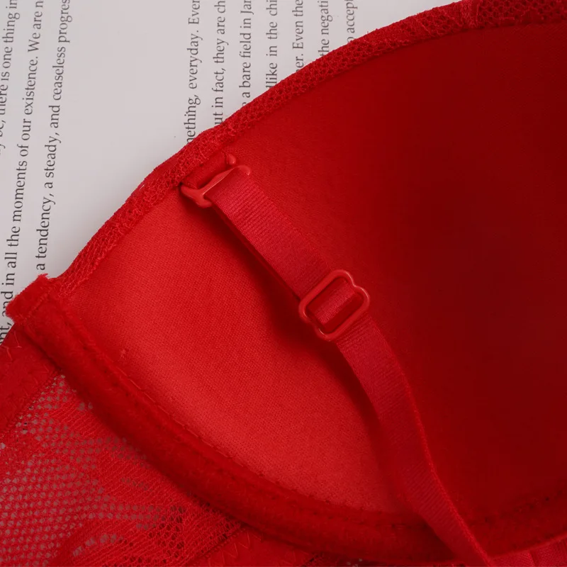 Letter Red Lace Bra With Steel Ring Bra Brief Sets Bra And Panty Set ...