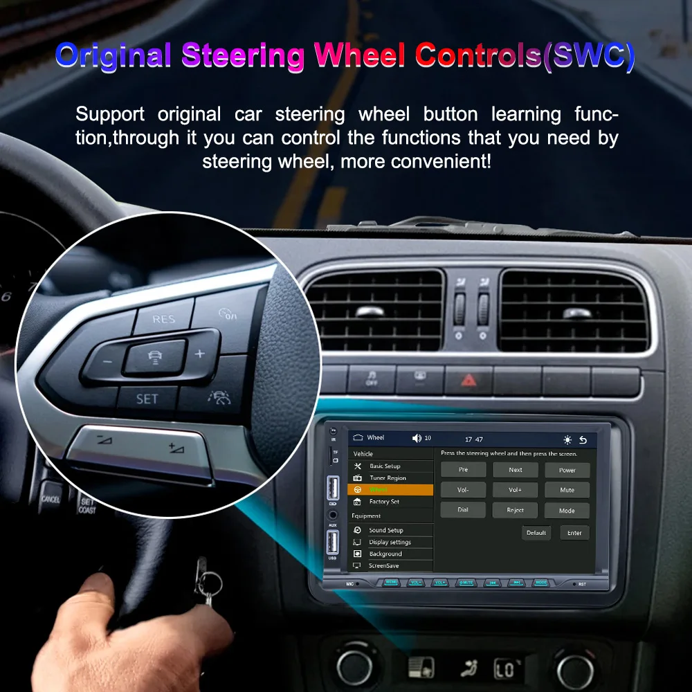 1 Din 7 Inch Car Radio Stereo MP5 Carplay 2USB Quick Charge 7 Color ...