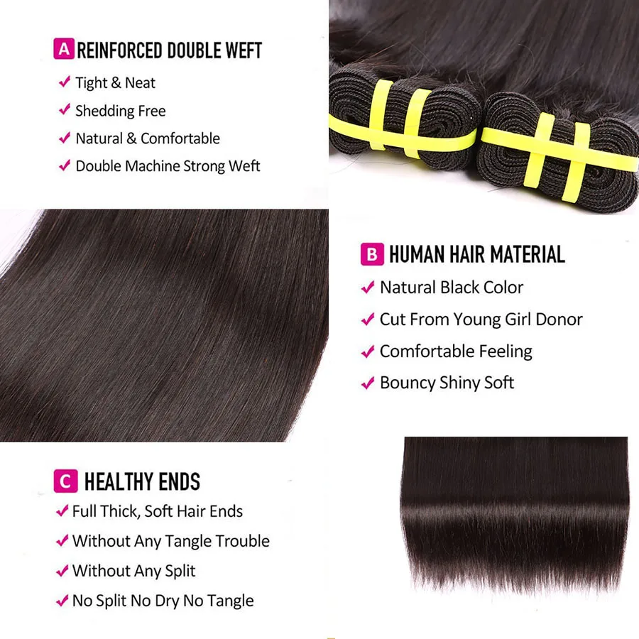 Cabello Humano Natural 5X5 HD Lace Closure Packet Hair Raw Virgin ...