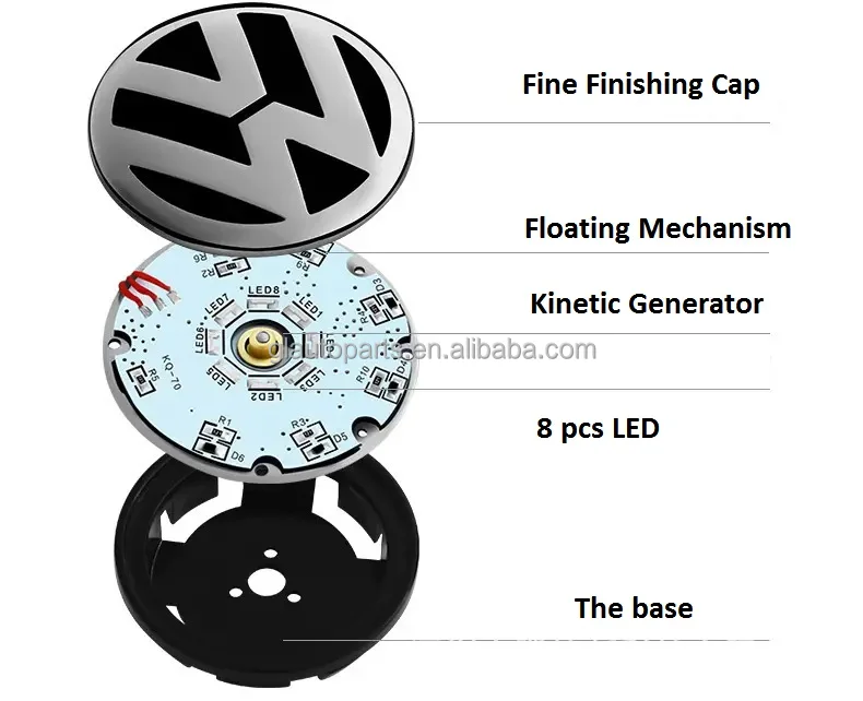 ABS Finished Floating LED Hub Light Car Wheel Center Caps New Mercedes ...