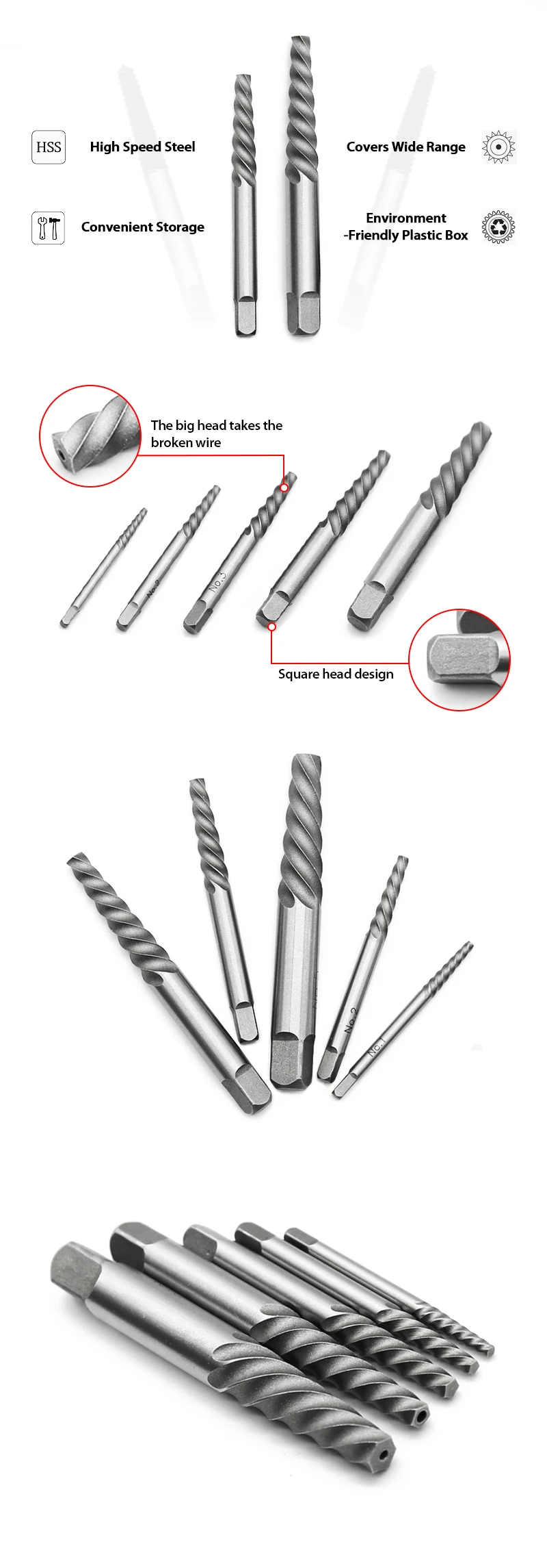 Screw Extractor 5pcs Set Helicoil Repair Type C Thread Repair Tool ...
