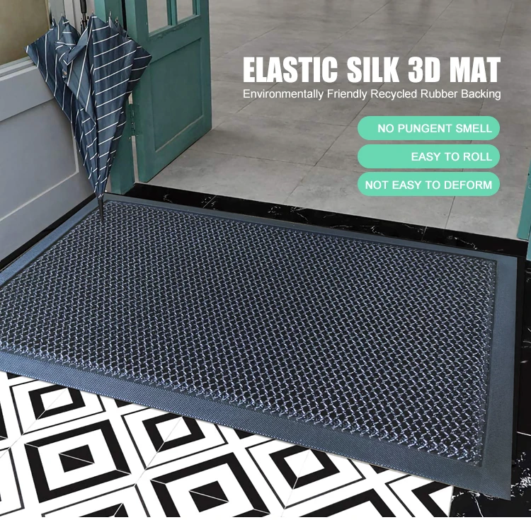 3D Elastic PVC Anti-Slip Rubber Door Mat - Stain Resistant, Washable ...