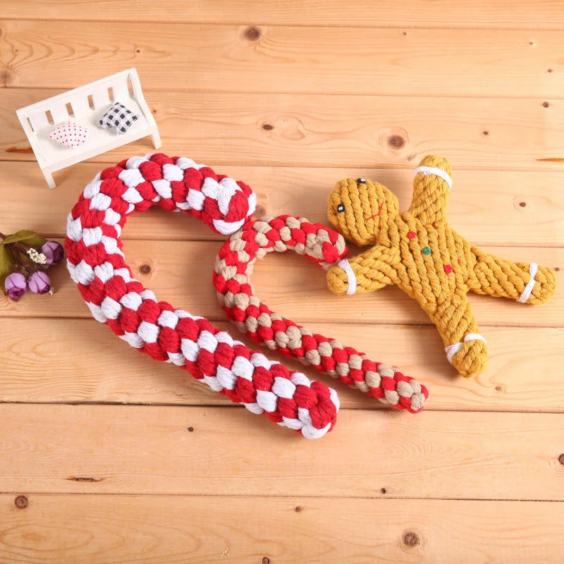 Low Moq Christmas Rope Dog Toys Xmas Walking Stick Shape Teeth Juguete ...
