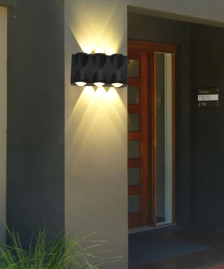 Unique Convex Led 1w*6 Ip54 Black/ White/ Gray Up And Down Aluminum ...