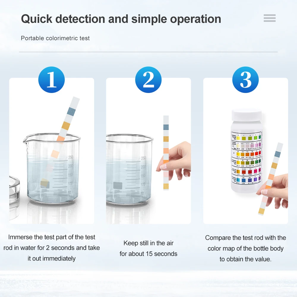 6 In 1 Swimming Pool Test Paper Residual Chlorine Ph Value Total ...
