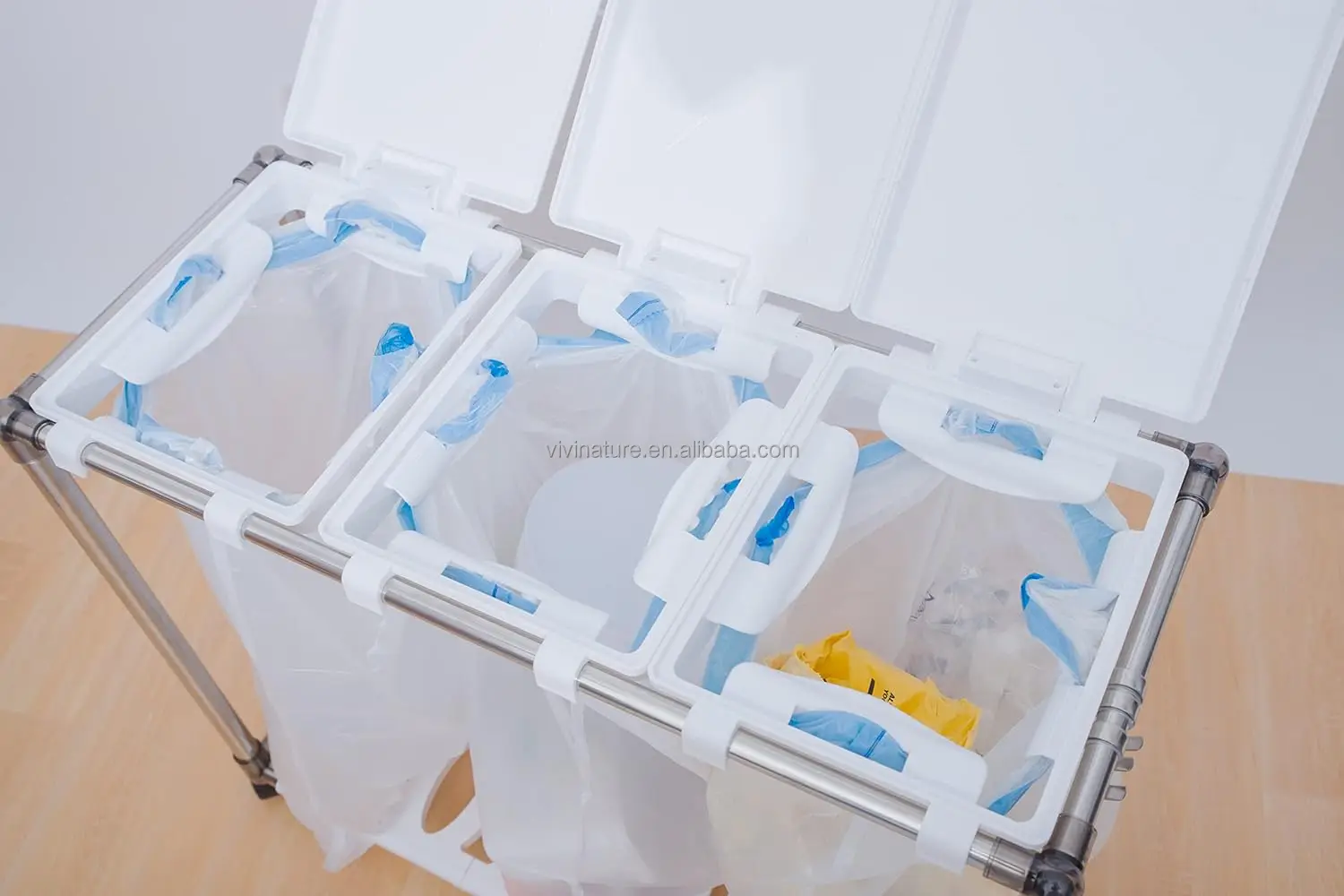 Garbage Recycle Sorter with Wheels - 2 to 4 Compartment Cart