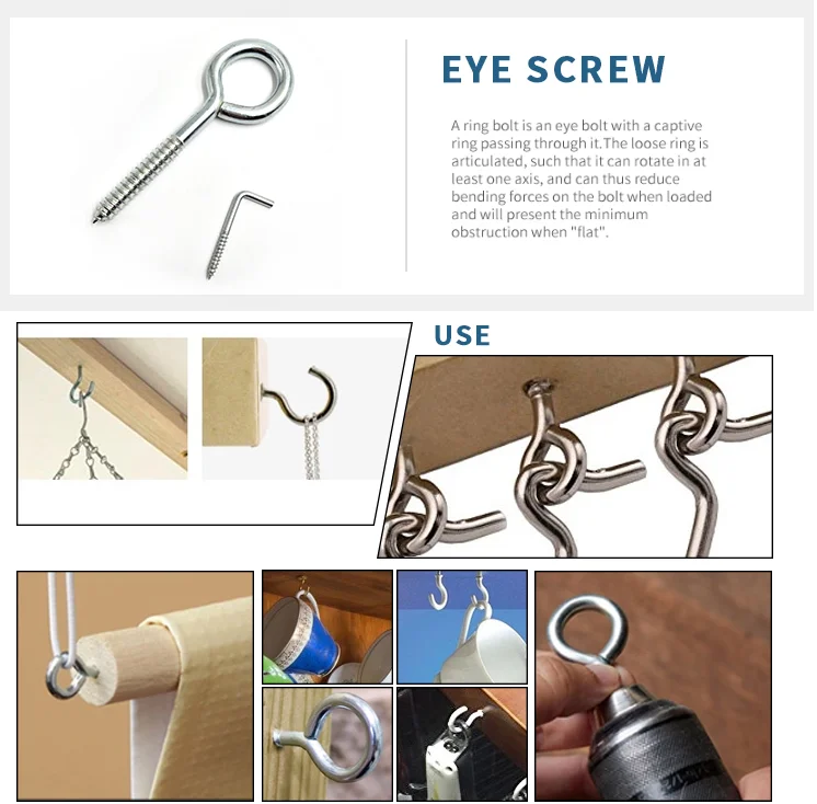 Stainless Steel Eye Bolt Self-tapping Hanging Open Eye Hook Eye C-type ...