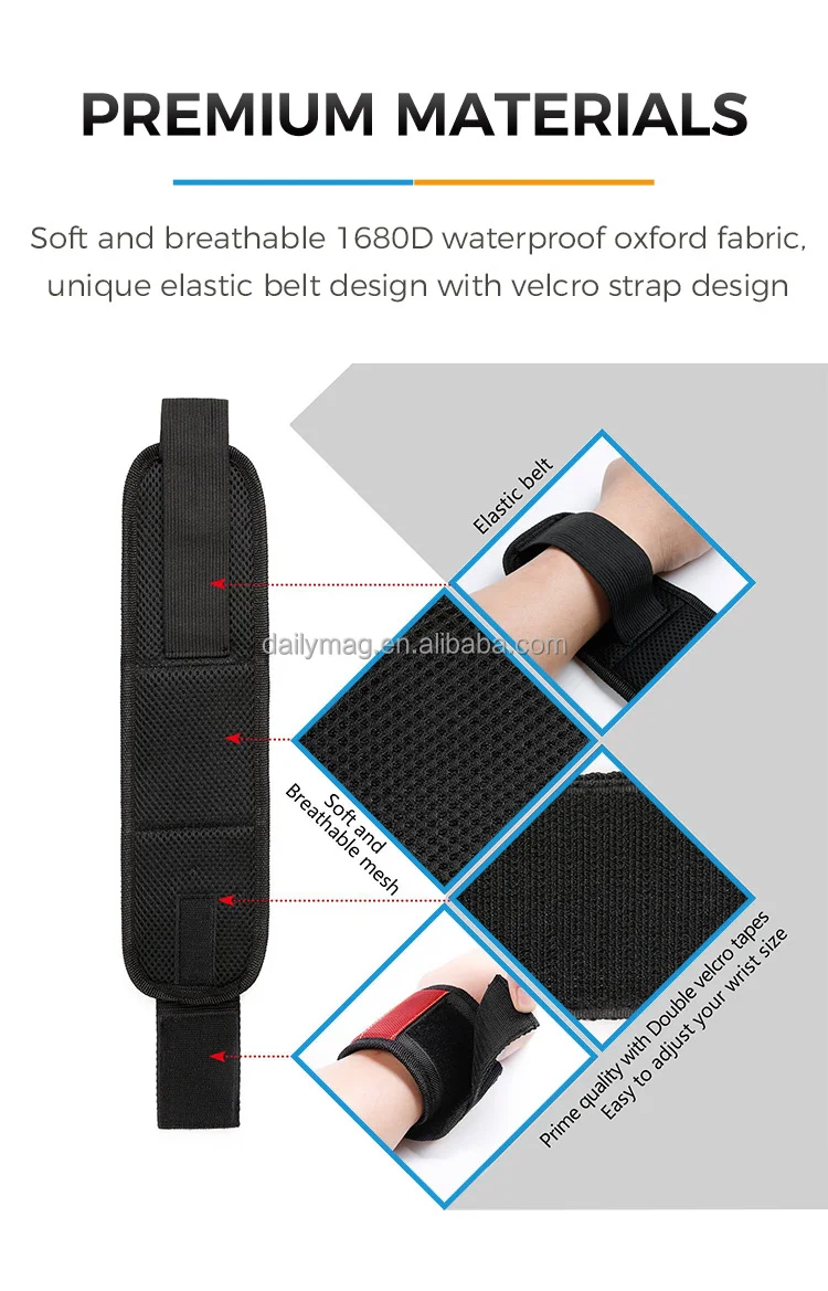 Adjustable Carpenters Magnetic Arm Band Wristband,Magnetic Wrist Holder ...