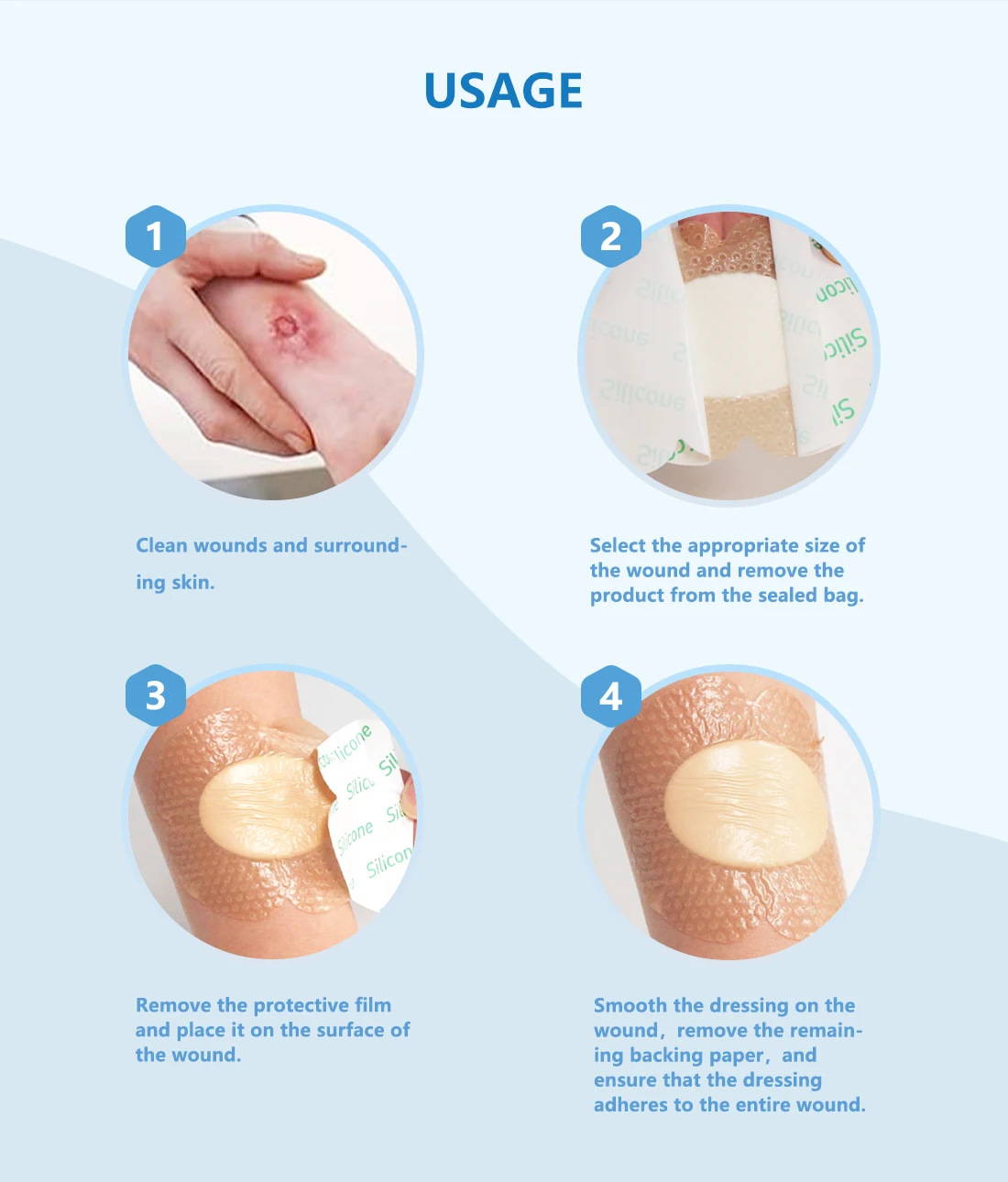 Bluenjoy Pressure Ulcer Silicone Foam Dressing With Pad Hydrophilic ...