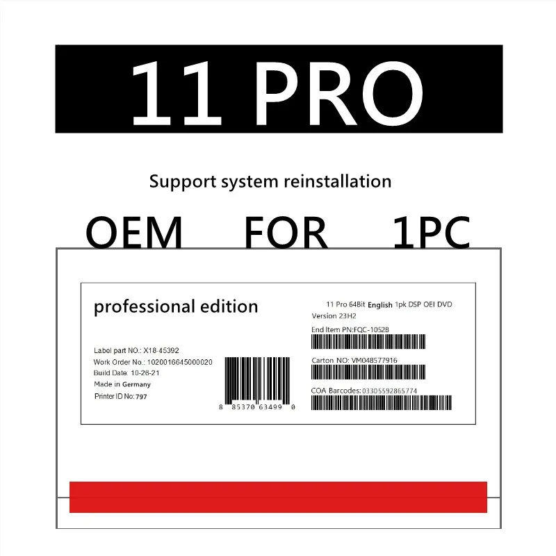Genuine Win11 Pro Key Oem License Online Activation Sliver Label For ...