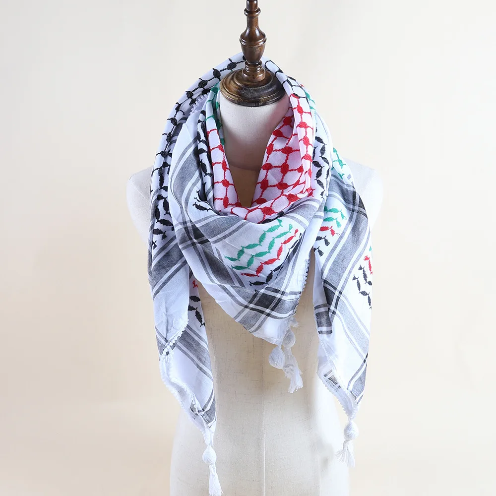 Whosale Hot Sale Unisex Palestinian Kufiya Flag Scarves 47"x47" Square ...