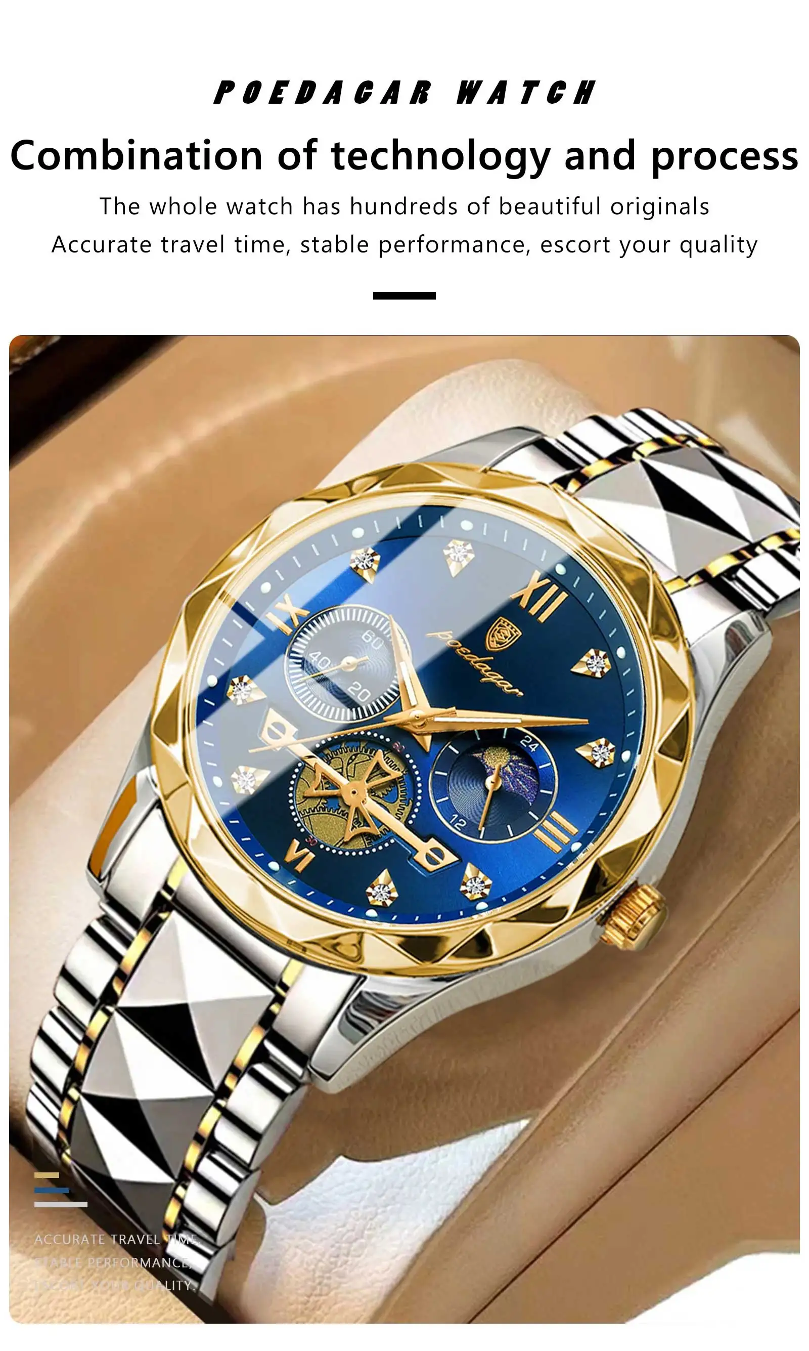 POEDAGAR 996 Luxury Chronograph Watch - Waterproof & Luminous