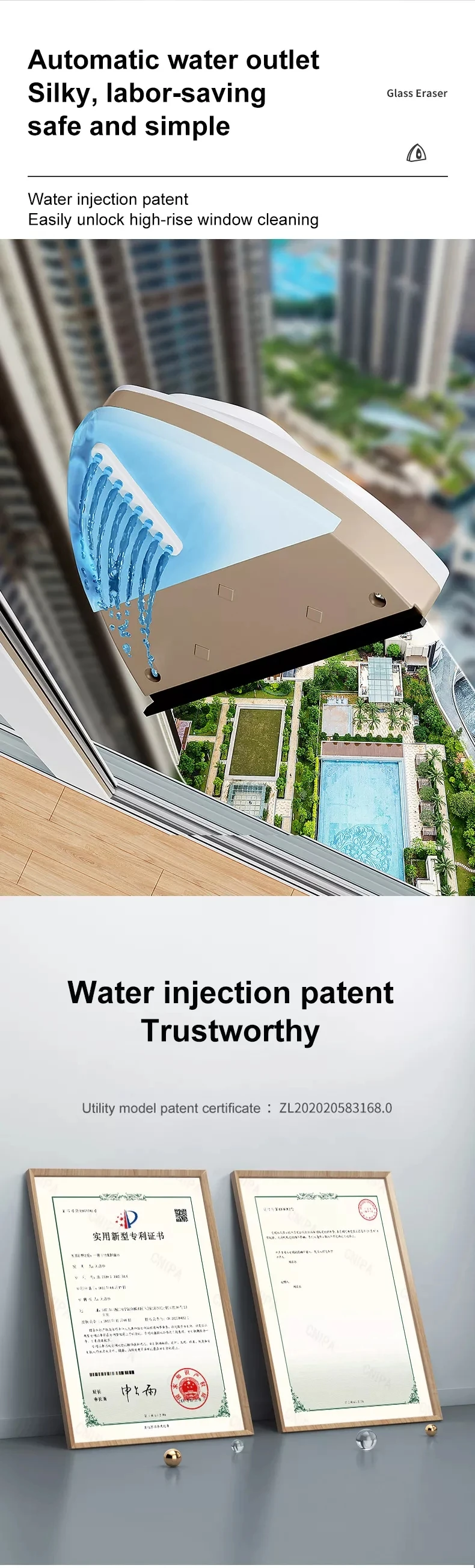 Y36 3-8mm Water-injection Multi-functional Glass Cleaner Double-sided ...