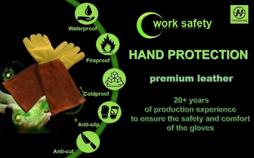 Custom Design Professional 16-inch Split Cowhide Leather Welding Gloves ...
