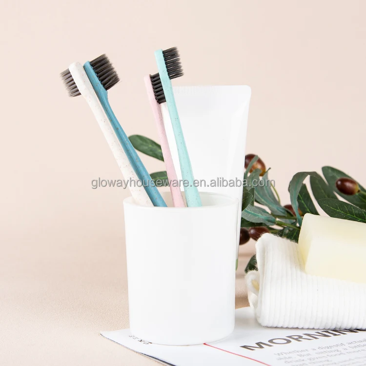Gloway Wheat Straw Toothbrush - Biodegradable & Charcoal Bristles